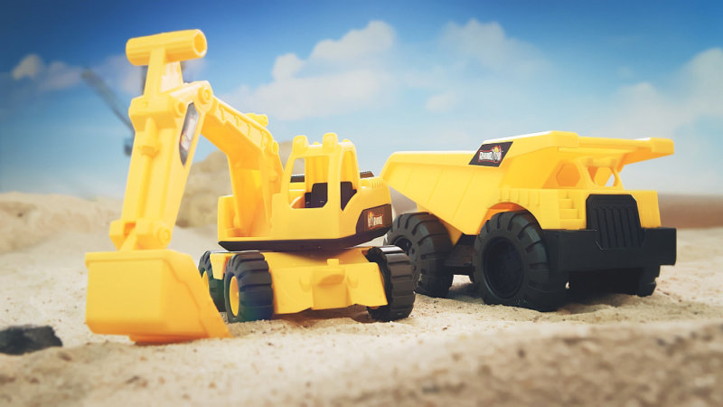 Mini Building Machines 2-Pack – Dump Truck & Excavator (wheeled ...